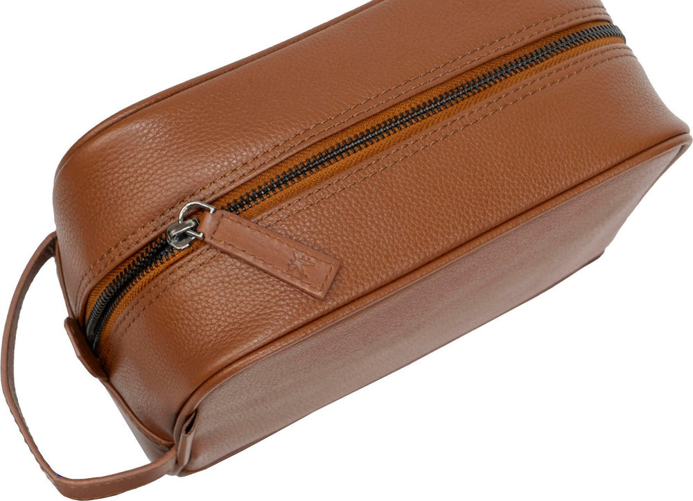 Hey Handsome Pebble Grain Genuine Leather Toiletry Dopp Kit - British